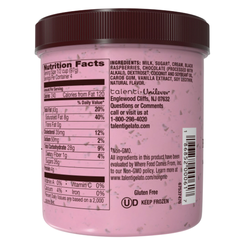 Talenti Black Raspberry Chocolate Chip Gelato Pint : Ice Cream fast ...