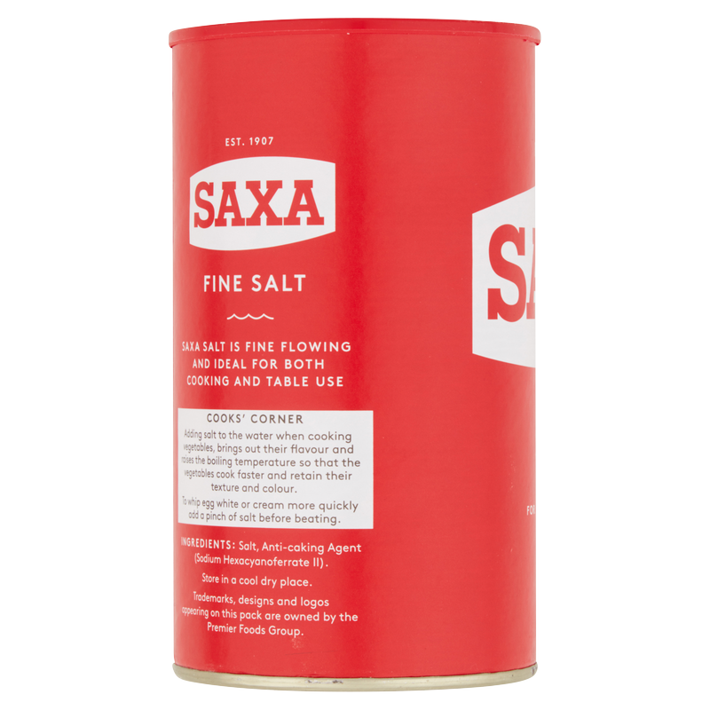 Saxa Fine Salt Drum, 750g : Food Cupboard fast delivery by App or Online