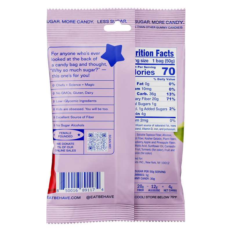 BEHAVE Low-Sugar Gummy Stars 1.8oz : Snacks fast delivery by App or Online