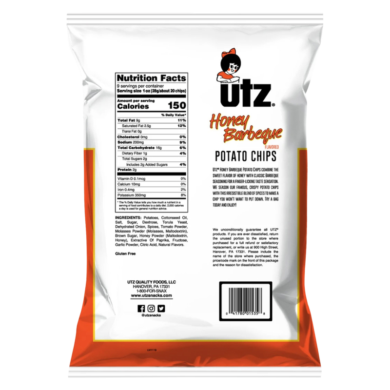 Utz Honey BBQ Potato Chips 9oz : Snacks fast delivery by App or Online