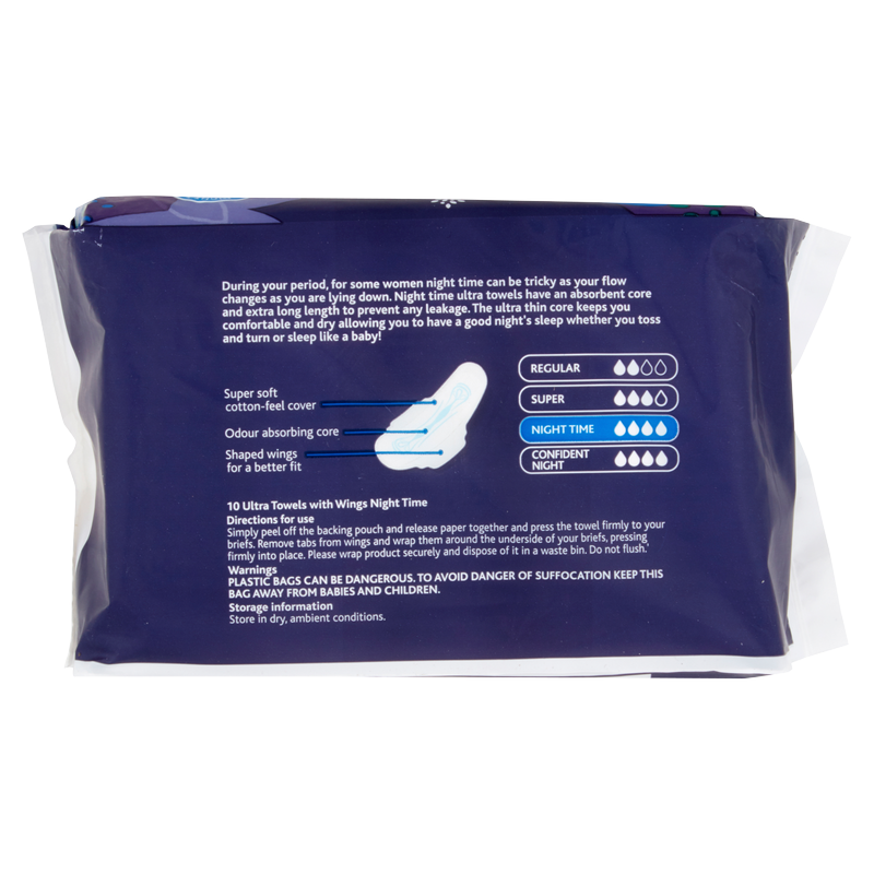Morrisons Night Time Ultra Pads with Wings, 10pcs : Bath & Beauty fast ...