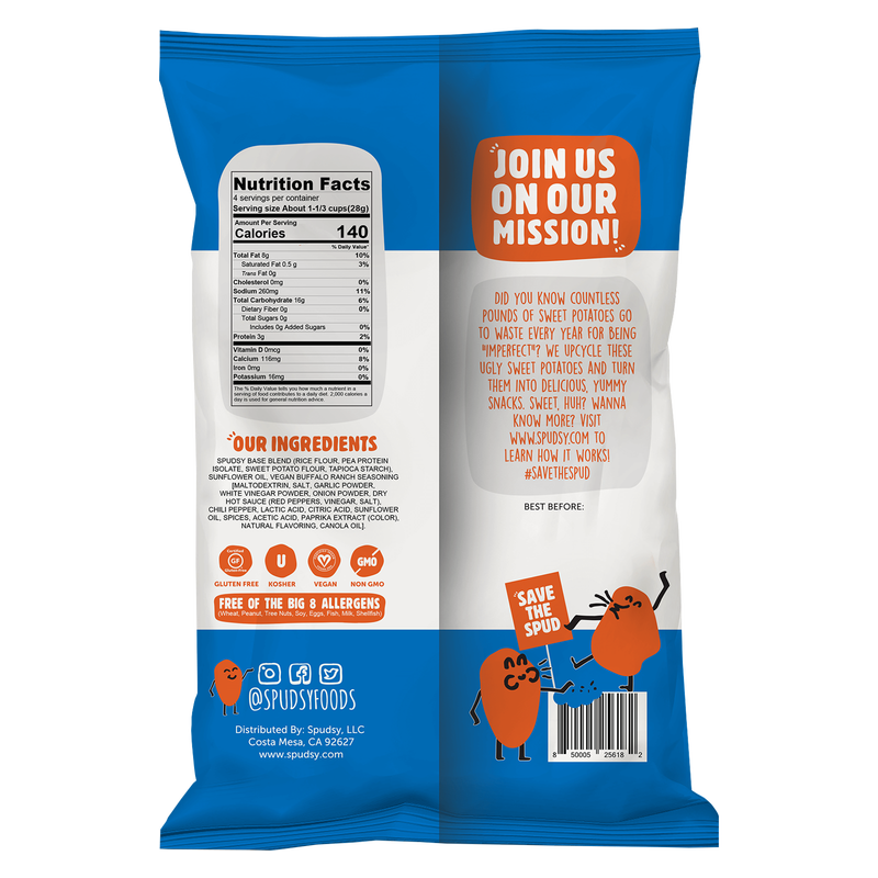 Spudsy Vegan Spicy Buffalo Ranch Sweet Potato Puffs 4oz : Snacks fast ...