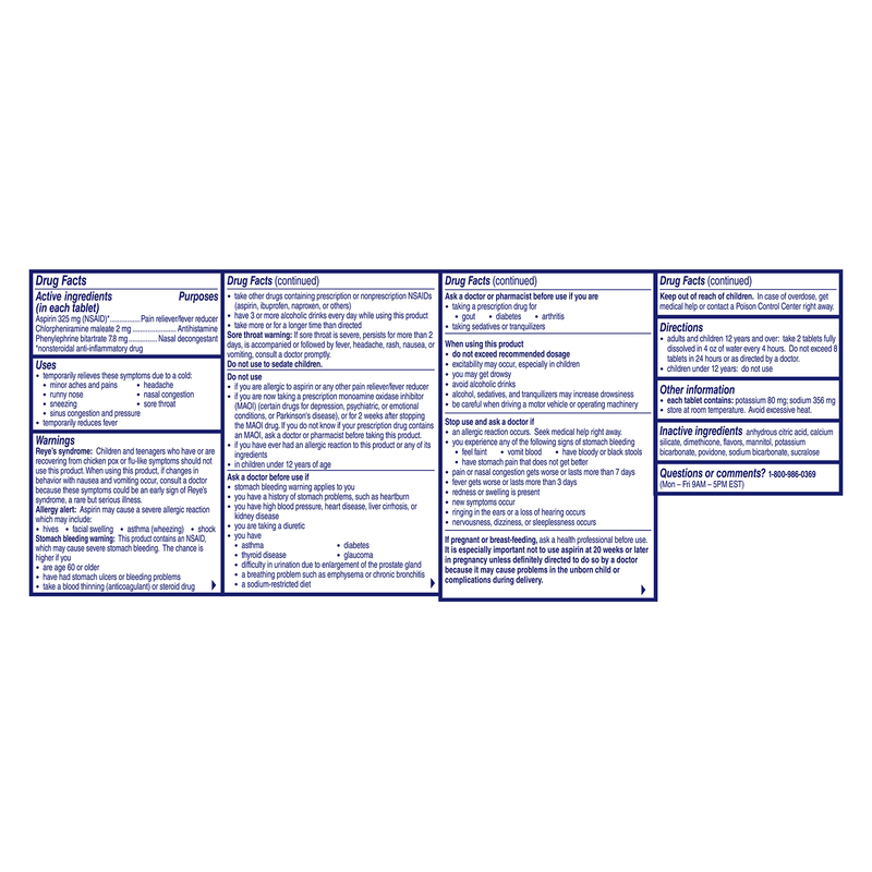 Alka-Seltzer Plus Powerfast Fizz Severe Cold Sparkling Original 24ct ...