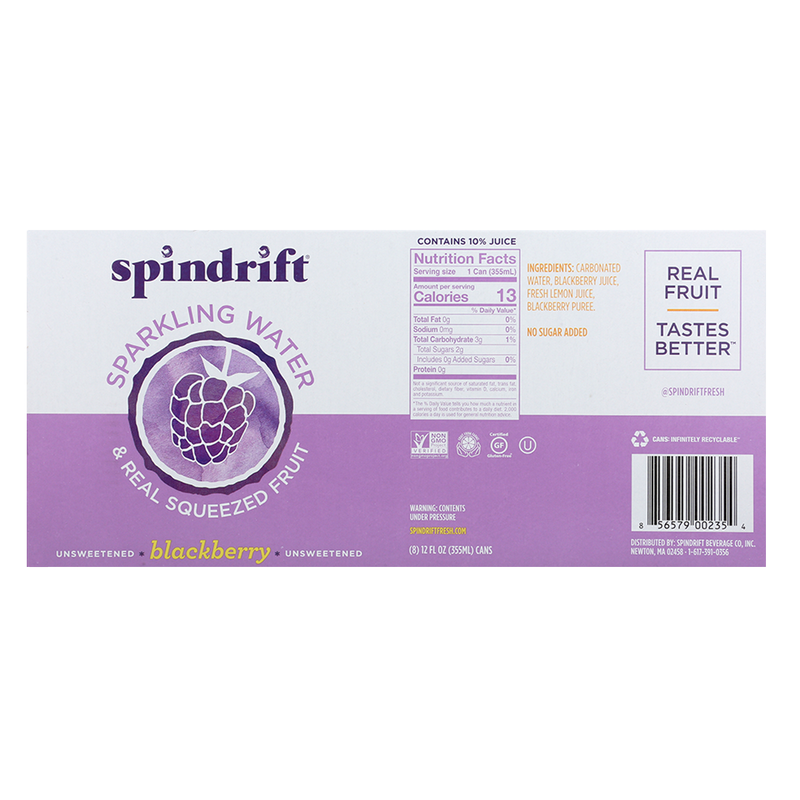 Spindrift Blackberry Sparkling Water 8pk 12oz can : Drinks fast delivery by App or Online
