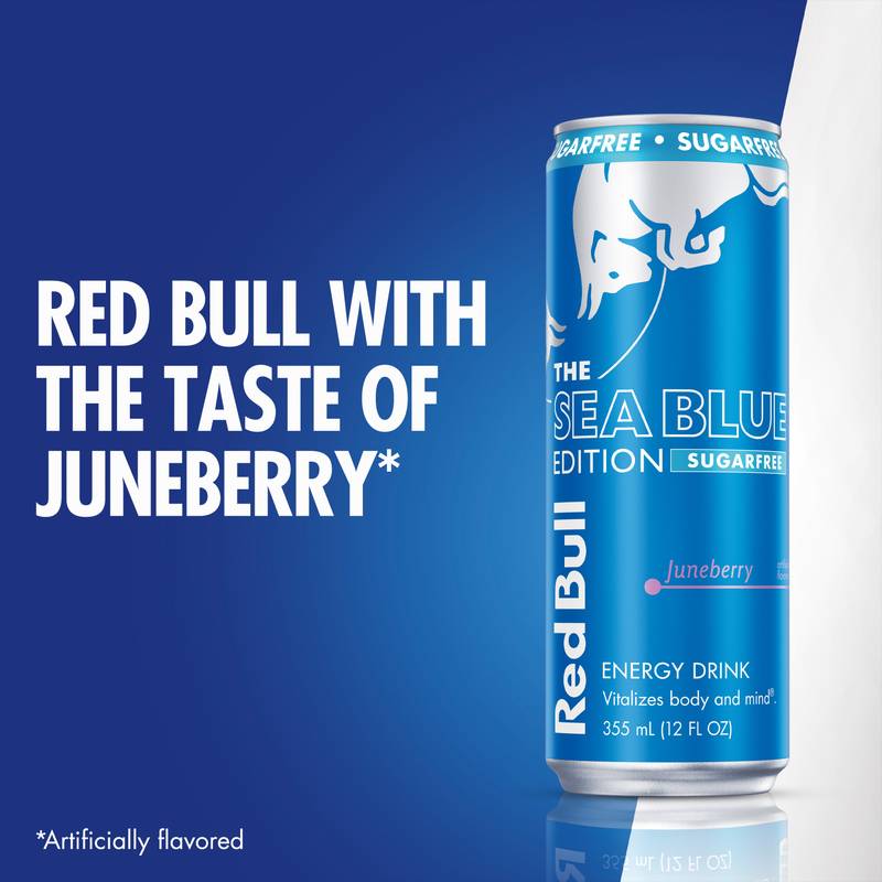 Red Bull Sugar Free Energy Drink The Sea Blue Edition Juneberry 4pk 12oz Can - Delivered In As ...