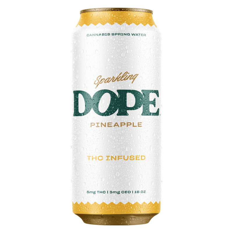 DOPE Sparkling Spring Water Pineapple 5mg THC 5mg CBD 4pk 16oz Can ...
