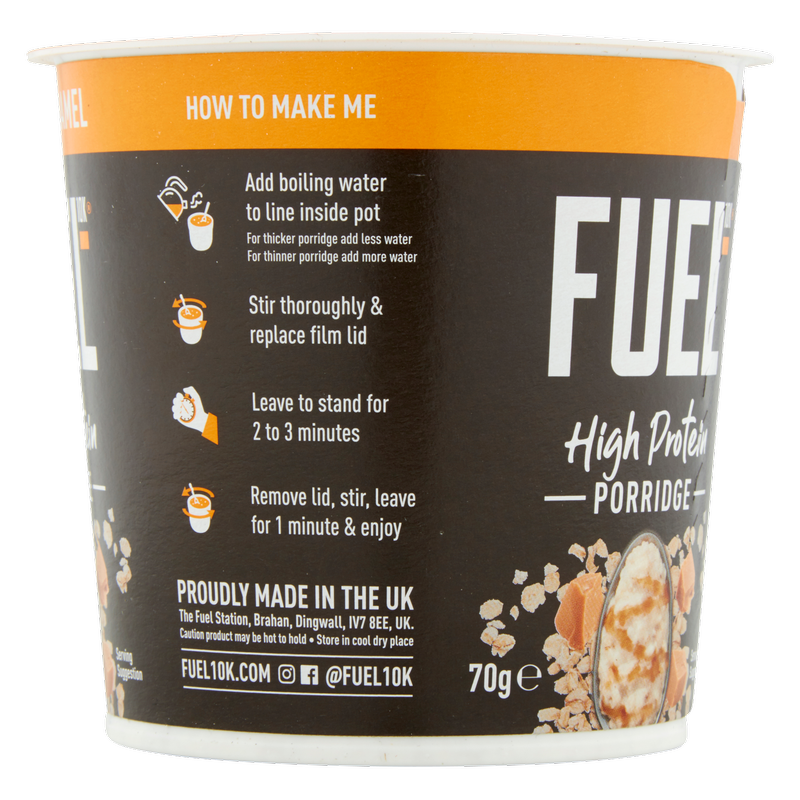 FUEL10K High Protein Salted Caramel Porridge Oat Cereal Pot, 70g : Food ...