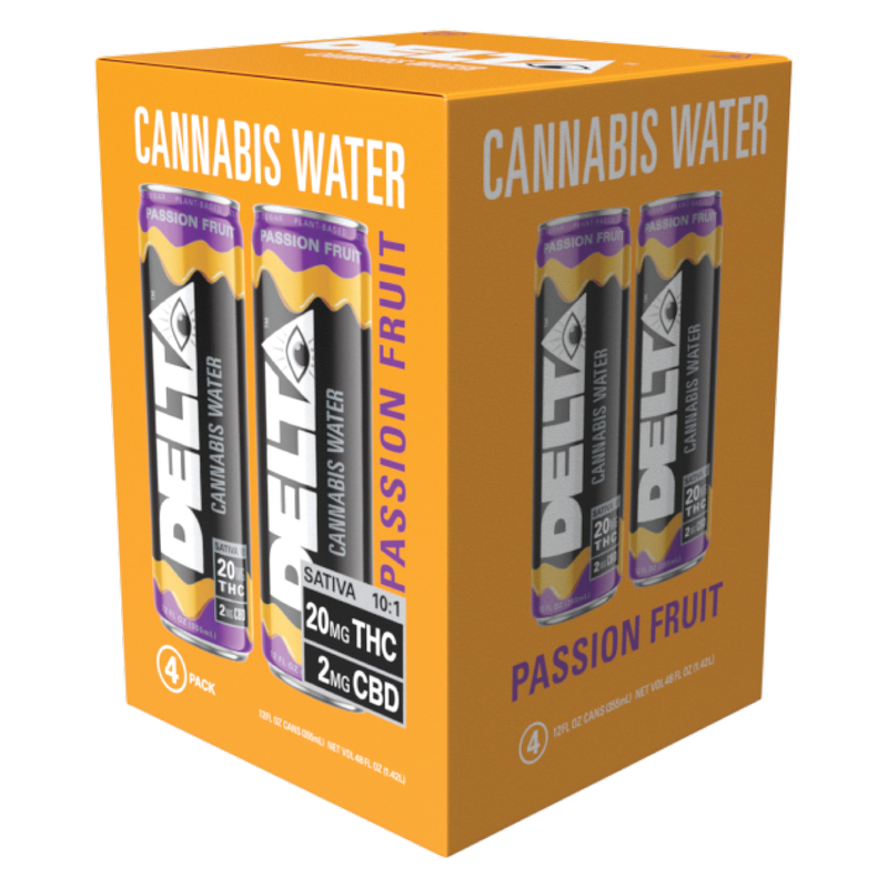 Delta 20mg THC Passion Fruit Cannabis Water 4pk 12oz Can - Delivered In ...