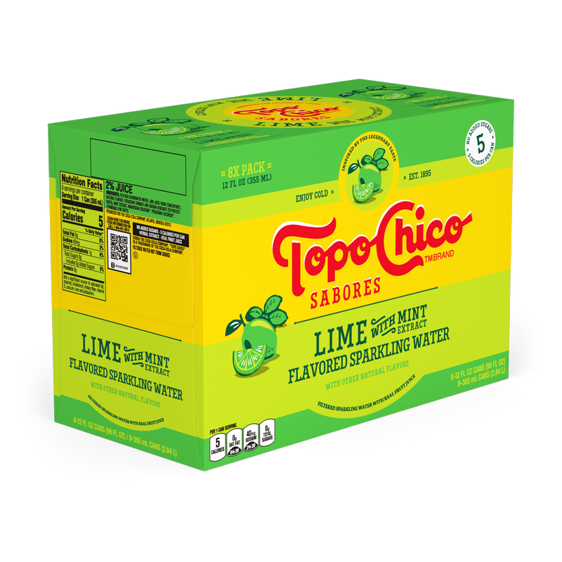 Topo Chico Sabores Lime with Mint Extract Flavored Sparkling Water 8pk ...