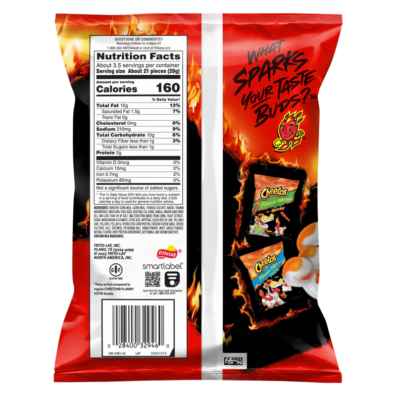 Cheetos Crunchy Cheese Flavored Snacks XXTRA Flamin' Hot Flavored 3 1/4 ...