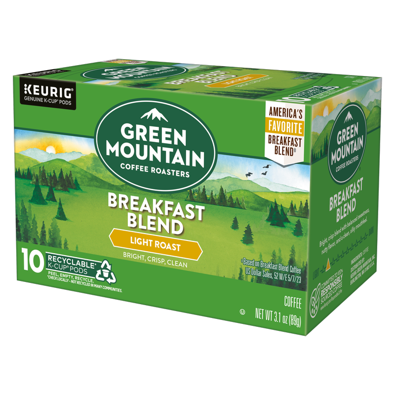 Green Mountain Coffee Breakfast Blend K-Cups 10ct Box - Delivered In As ...