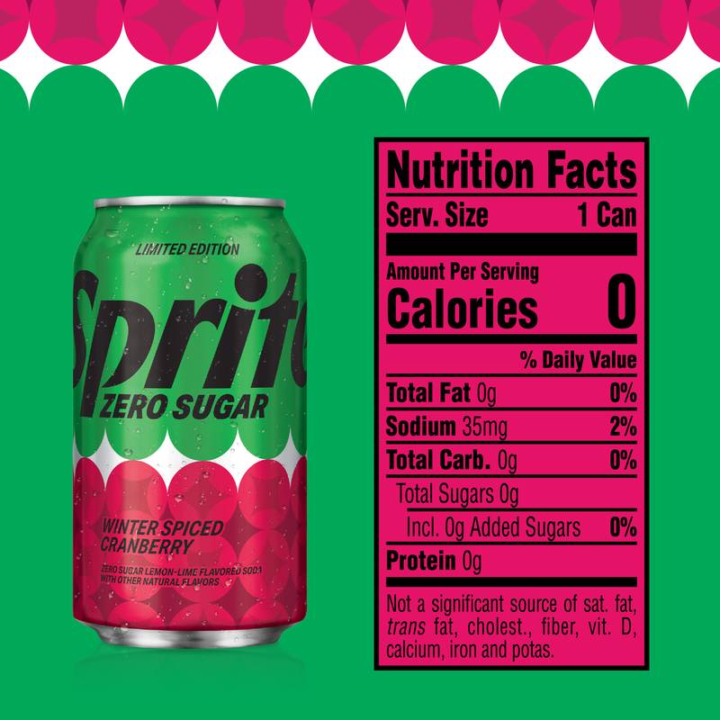 Sprite Winter Spiced Cranberry Zero Sugar 12pk 12oz Can - Delivered In ...