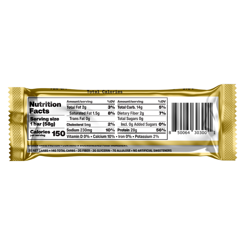 David Chocolate Chip Cookie Dough Protein Bar, 2.05oz - Delivered In As ...