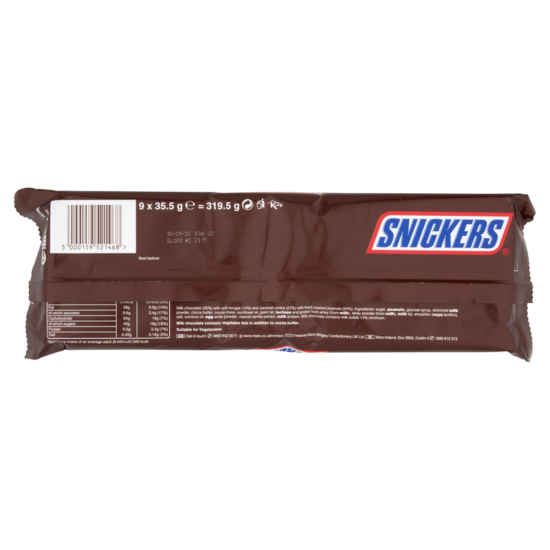 Snickers Bars Snacksize, 9 x 35.5g : Snacks fast delivery by App or Online