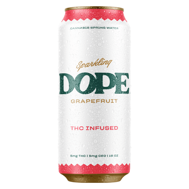 DOPE Sparkling Spring Water Grapefruit 5mg THC 5mg CBD 4pk 16oz Can ...