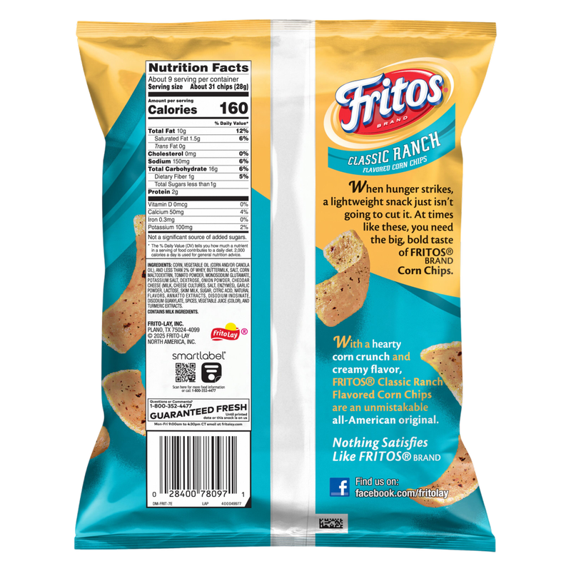 Fritos Corn Chips Classic Ranch 9.25oz - Delivered In As Fast As 15 ...