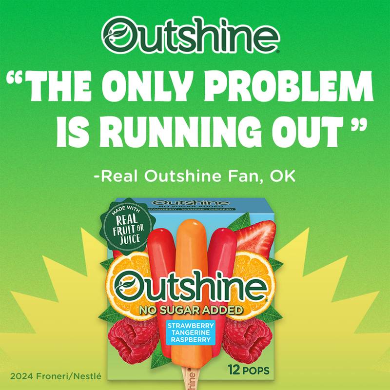 Outshine No Sugar Added Strawberry, Tangerine, and Raspberry Frozen ...