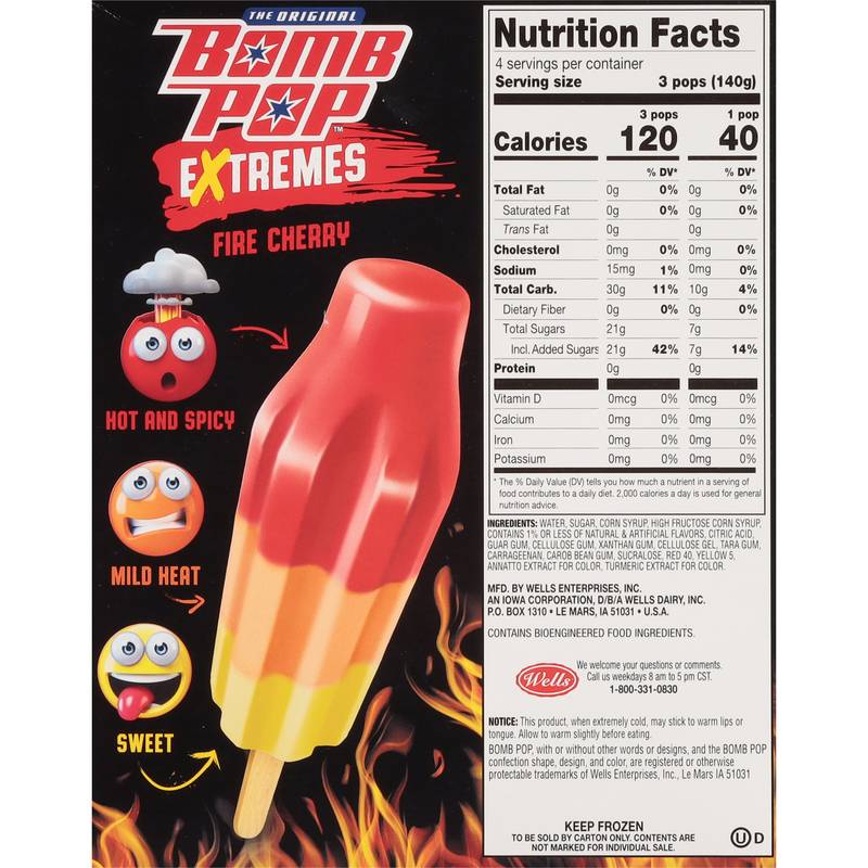 Bomb Pop Extremes Fire Cherry Ice Pops 12ct - Delivered In As Fast As ...