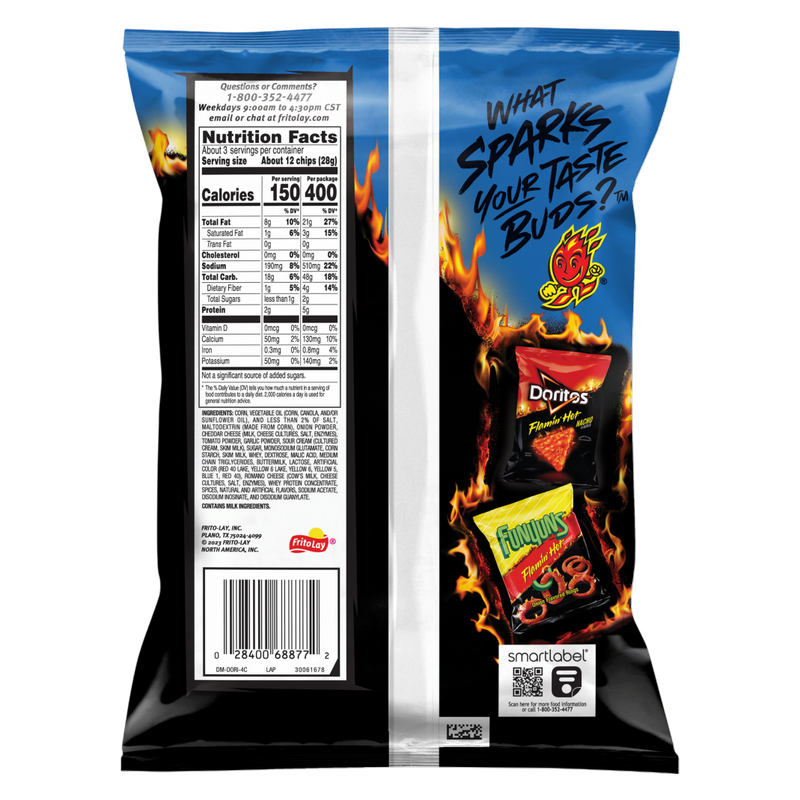Doritos Tortilla Chips Flamin' Hot Cool Ranch Flavored 2 3/4 Oz ...