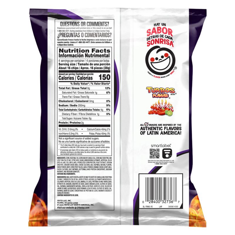 Sabritas Flavored Corn Snacks Turbos Flamas 4 Oz - Delivered In As Fast ...