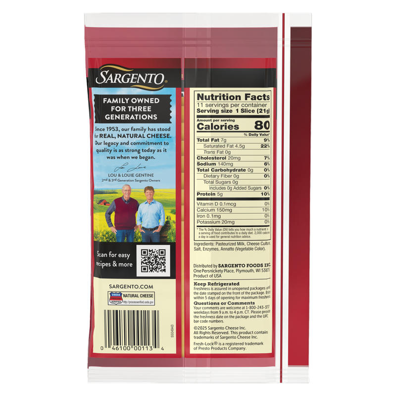 Sargento Natural Sharp Cheddar Cheese Slices - 11ct/8oz - Delivered In ...