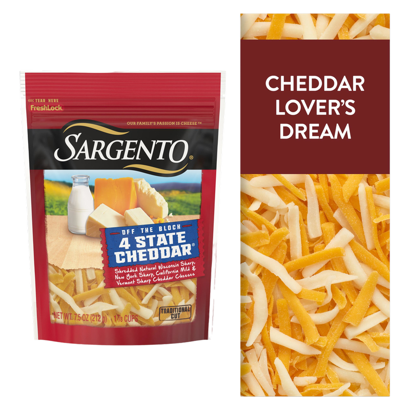 Sargento Shredded 4 State Cheddar® Natural Cheese - 7.5oz - Delivered ...