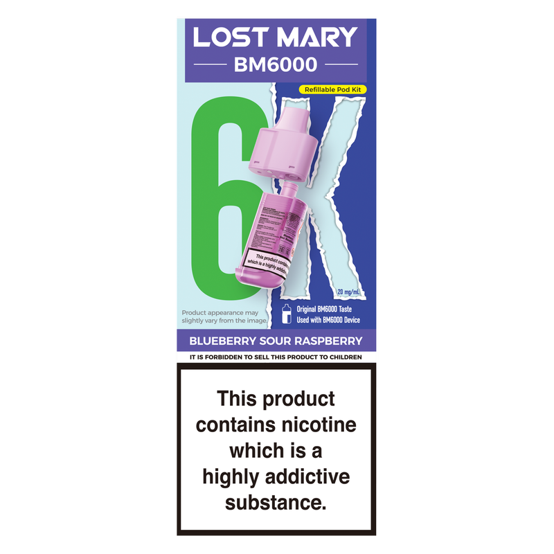 Lost Mary BM6000 Refillable Kit Strawberry Kiwi 20mg/ml, 1pcs : fast ...