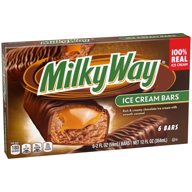 MILKY WAY Caramel and Chocolate Ice Cream Bars, 6 Pack, 2 Oz Bars ...