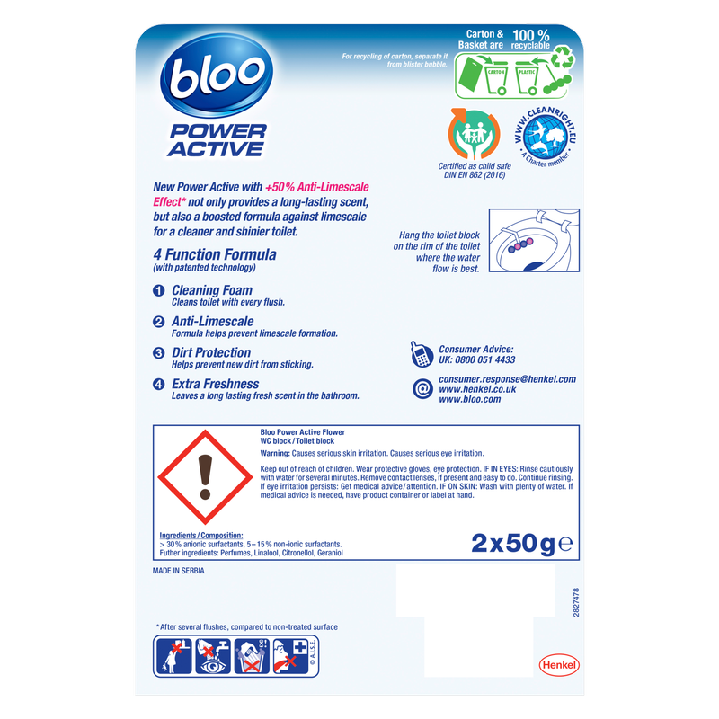 Bloo Flower Power Active Rim Blocks, 2 x 50g : Home & Office fast ...