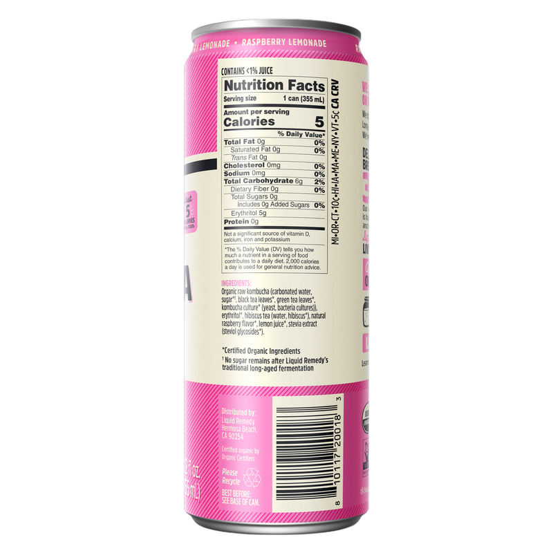 Liquid Remedy Kombucha Raspberry Lemonade 12oz Can - Delivered In As ...