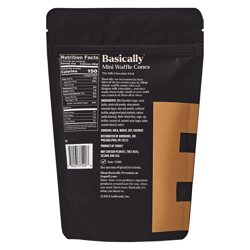 Basically Premium Milk Chocolate Mini Waffle Cones - Delivered In As ...