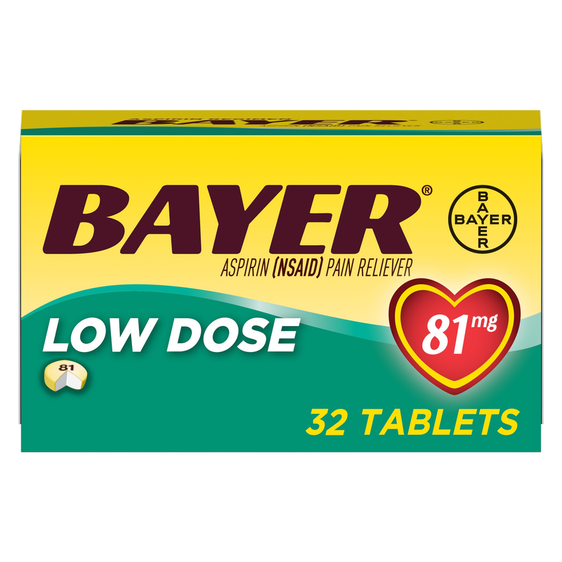 Bayer Pain Reliever Aspirin, Low Dose, 81 Mg, Tablets, 32 Ct ...