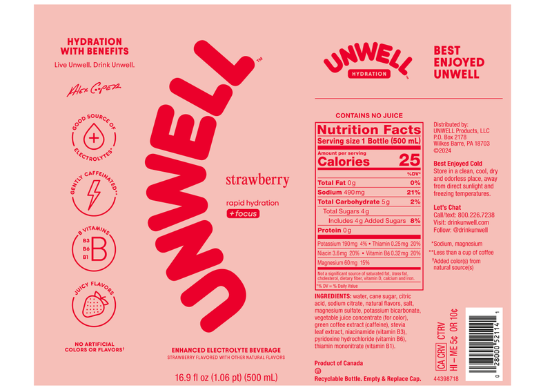 Unwell Strawberry Hydration Drink 16.9oz Btl - Delivered In As Fast As ...