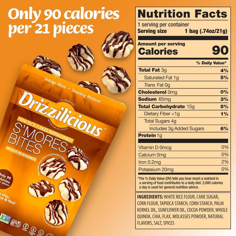 Drizzilicious S'more Drizzled Mini Rice Cake, 4oz - Delivered In As ...