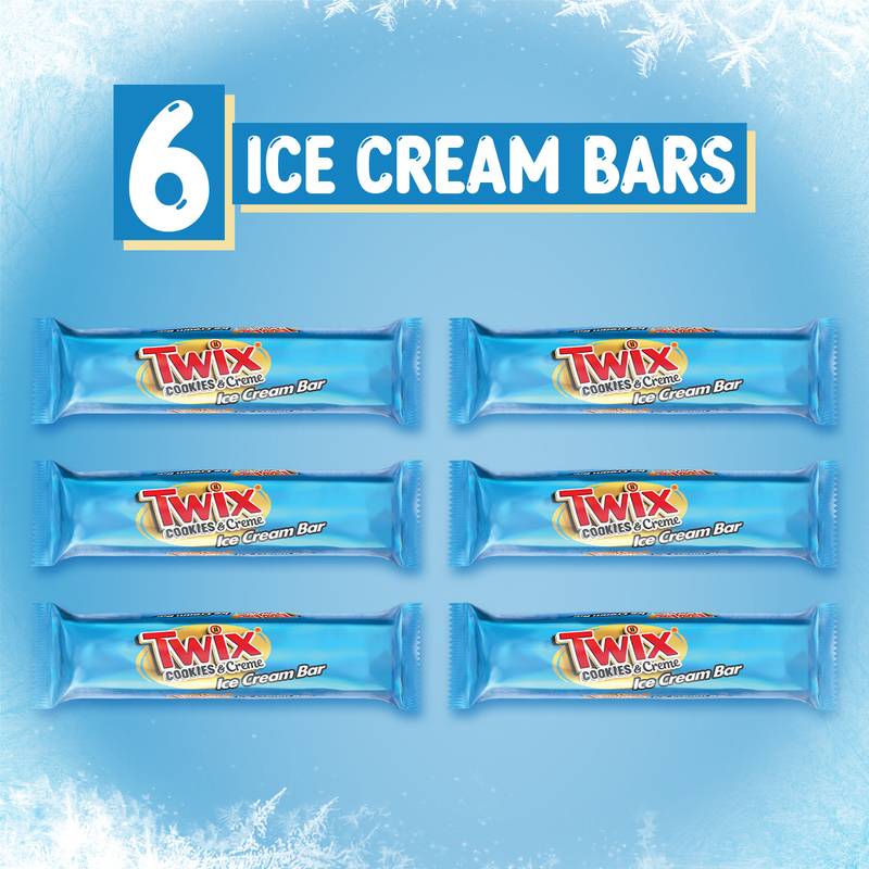 TWIX Cookies & Cream Milk Chocolate Ice Cream Bars, 6 Pack, 1.93 Oz ...