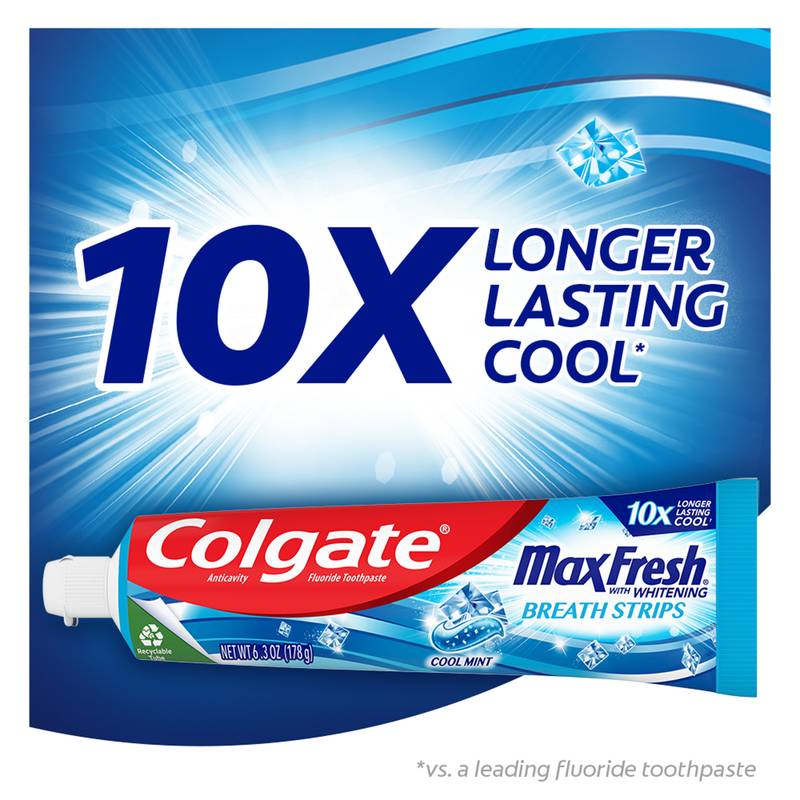 Colgate Max Fresh with Whitening Toothpaste with Mini Breath Strips, 6 ...