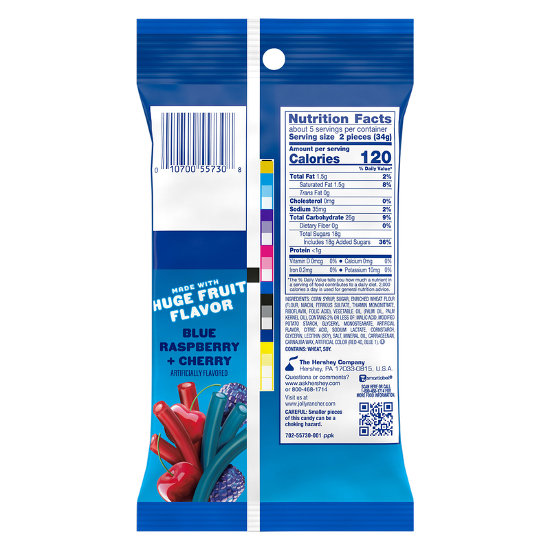 JOLLY RANCHER Ropes Blue Raspberry and Cherry Flavored Candy Bag, 6 oz ...