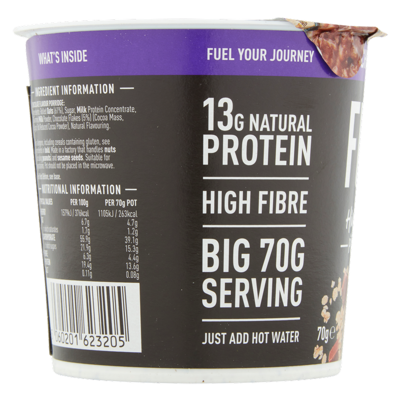 FUEL10K High Protein Chocolate Porridge Oat Cereal Pot, 70g : Food ...