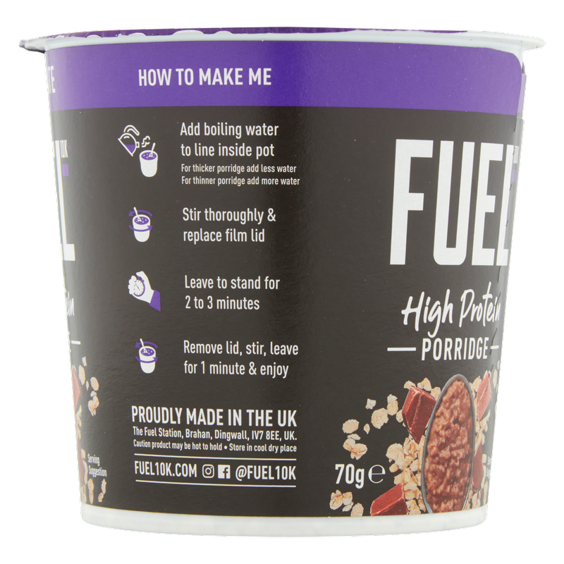 FUEL10K High Protein Chocolate Porridge Oat Cereal Pot, 70g : Food ...