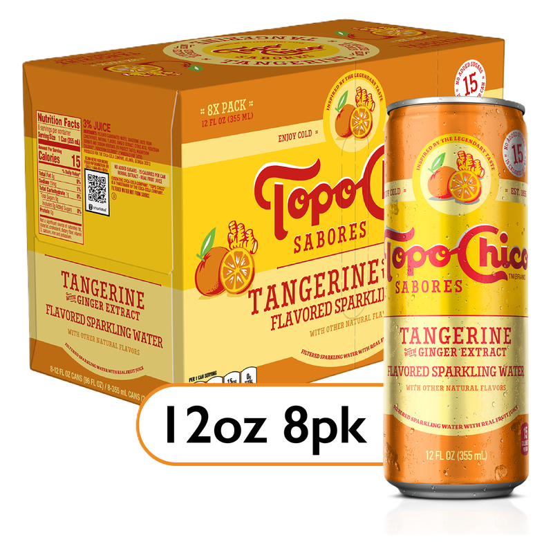 Topo Chico Sabores Tangerine with Ginger Extract Flavored Sparkling Water 8pk 12oz Can ...