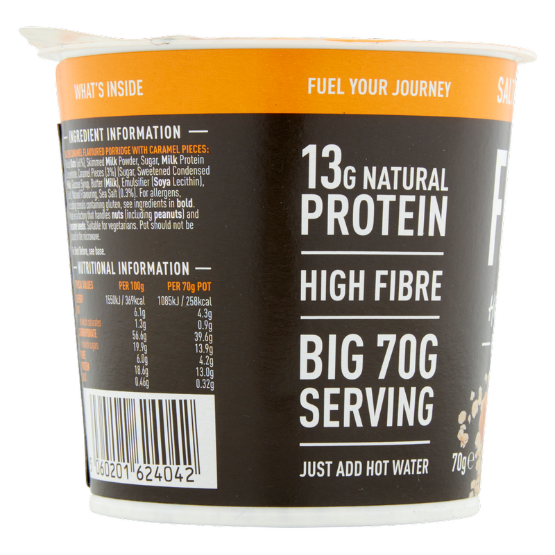 FUEL10K High Protein Salted Caramel Porridge Oat Cereal Pot, 70g : Food ...
