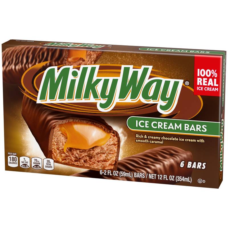 MILKY WAY Caramel and Chocolate Ice Cream Bars, 6 Pack, 2 Oz Bars ...