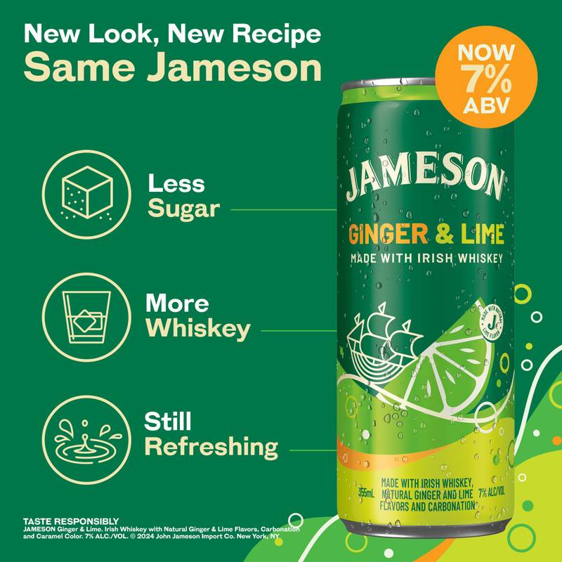 Jameson Ginger & Lime Cocktail 4pk 12oz Cans 6% ABV - Delivered In As ...