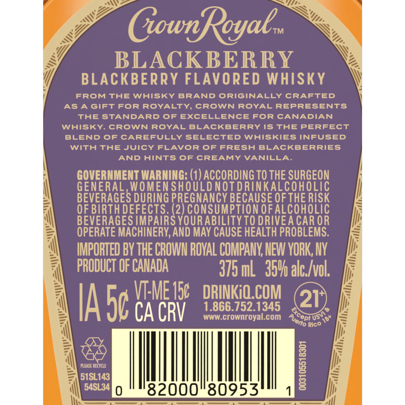 Crown Royal Blackberry 375ml Bottle - Delivered In As Fast As 15 ...