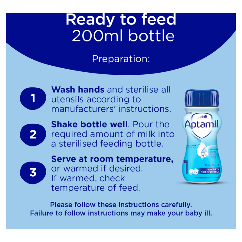 Aptamil 1 First Milk, 6 x 200ml : Baby fast delivery by App or Online