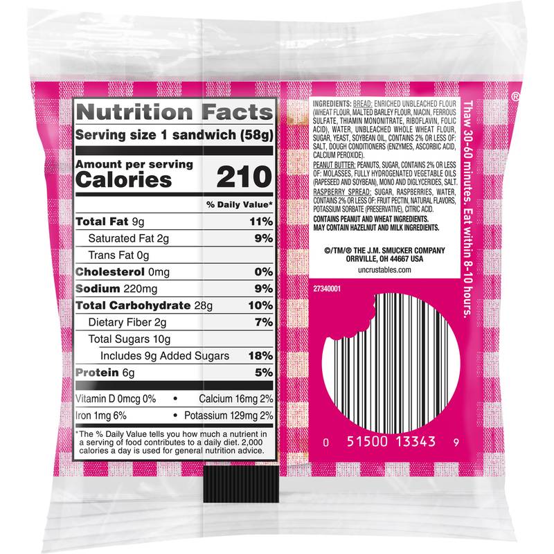 Smucker Frozen Uncrustables PB & Raspberry Sandwich 4ct - Delivered In ...