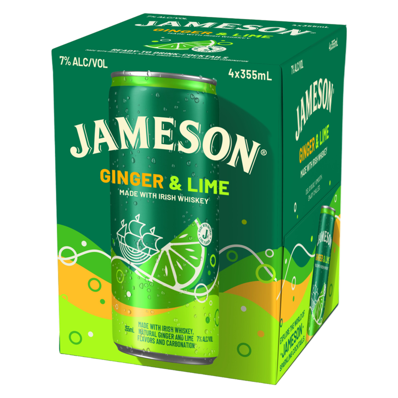 Jameson Ginger & Lime Cocktail 4pk 12oz Cans 6% ABV - Delivered In As ...