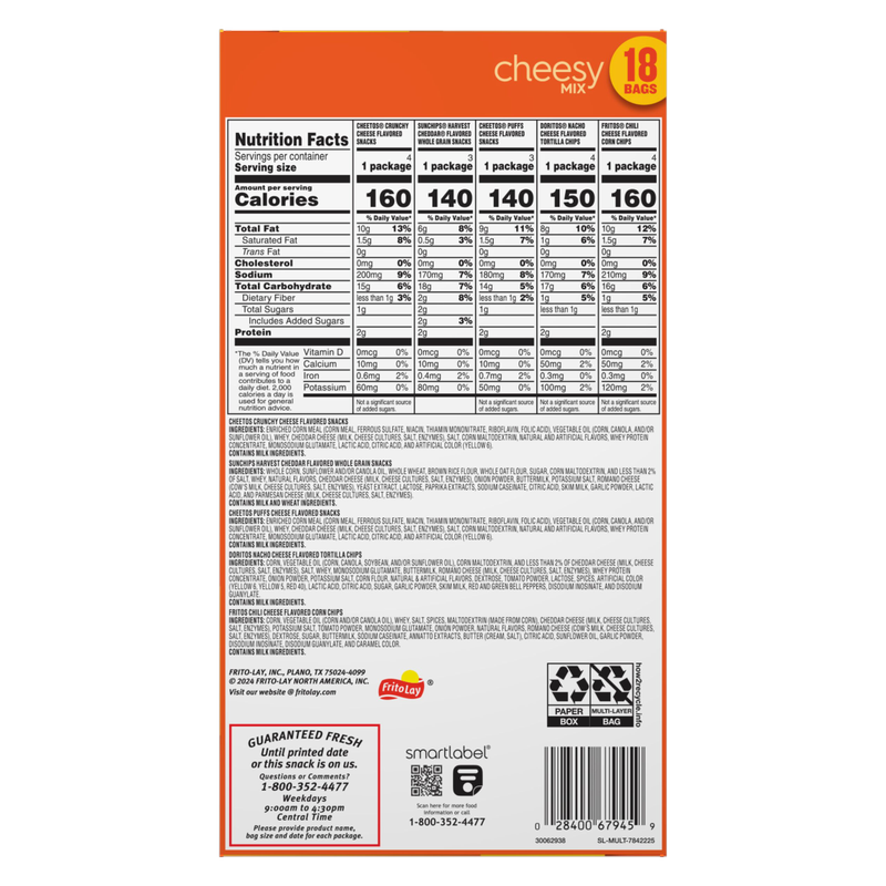 Frito Lay Snacks Cheesy Mix Variety 17.625 18ct - Delivered In As Fast ...