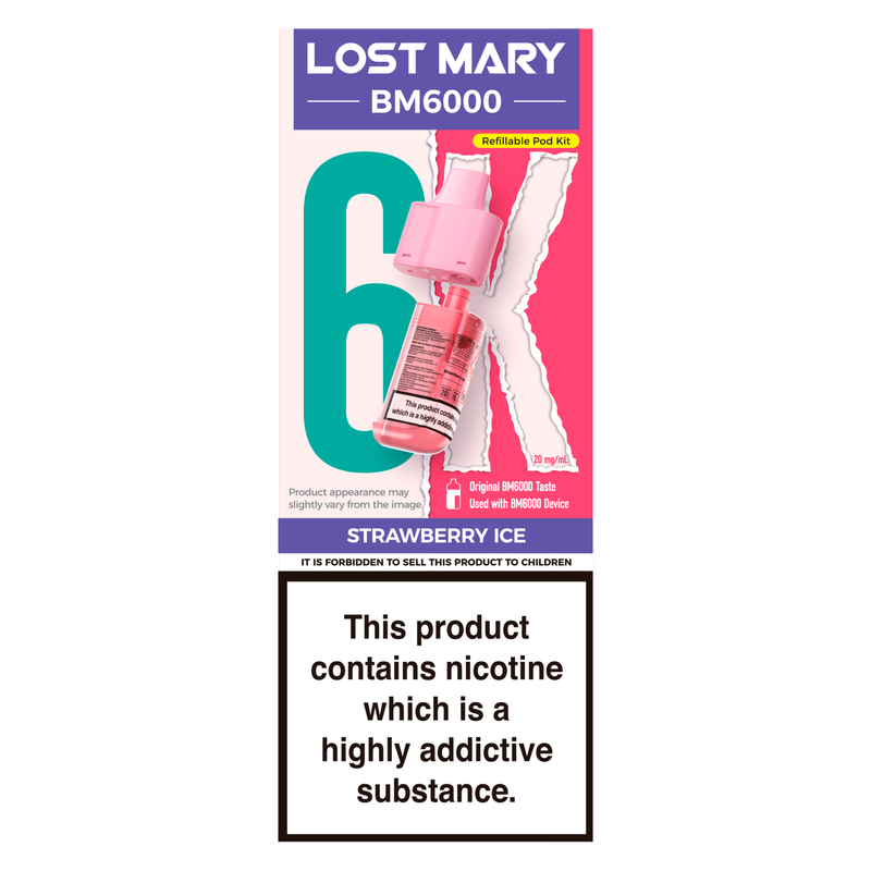 Lost Mary BM6000 Refillable Kit Strawberry Kiwi 20mg/ml, 1pcs : fast ...