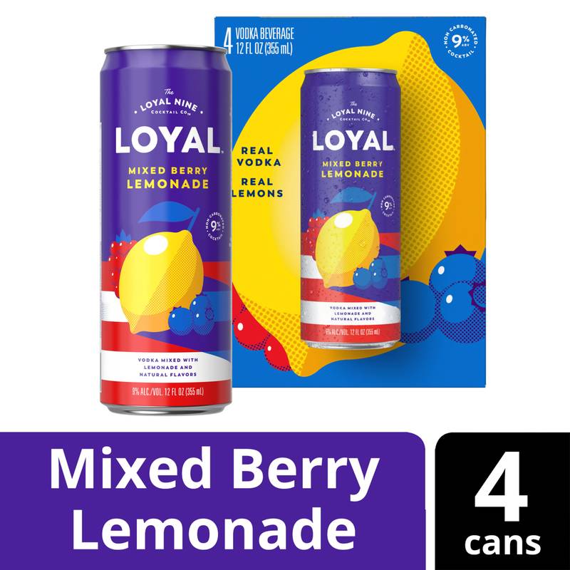 Loyal 9 Mixed Berry Lemonade 4k 12oz 9% ABV - Delivered In As Fast As ...